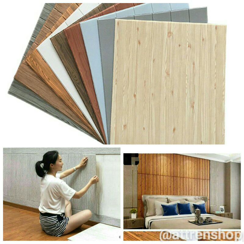 Jual Wallpaper Foam Panel Serat Kayu 70cm x 70cm | Shopee Indonesia