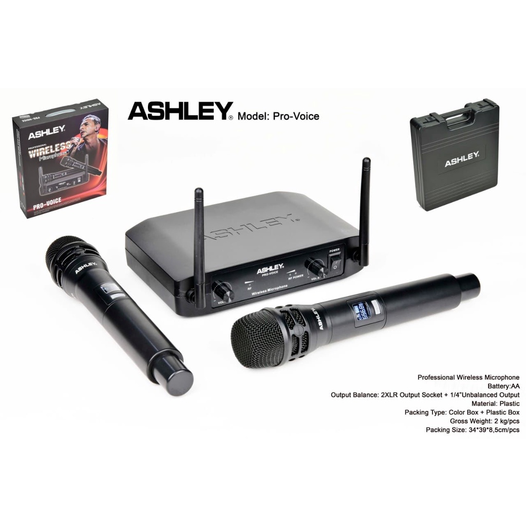 Jual MIC WIRELESS ASHLEY PRO VOICE + KOPER ( HANDHELD ) ORIGINAL ...