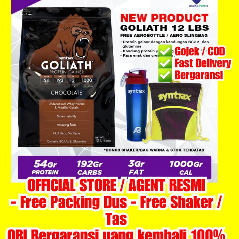 Jual Syntrax Goliath Protein Gainer Mass Gainer Susu Penambah Berat ...