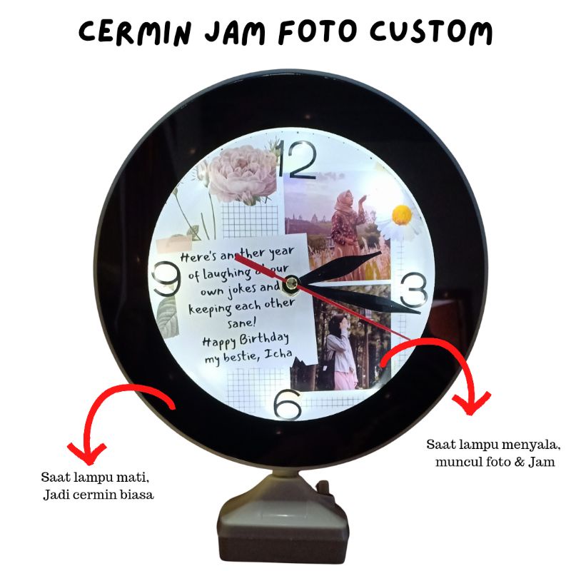Jual SEHARI JADI Cermin Jam Foto Bunga Custom Gift Premium Hadiah ...
