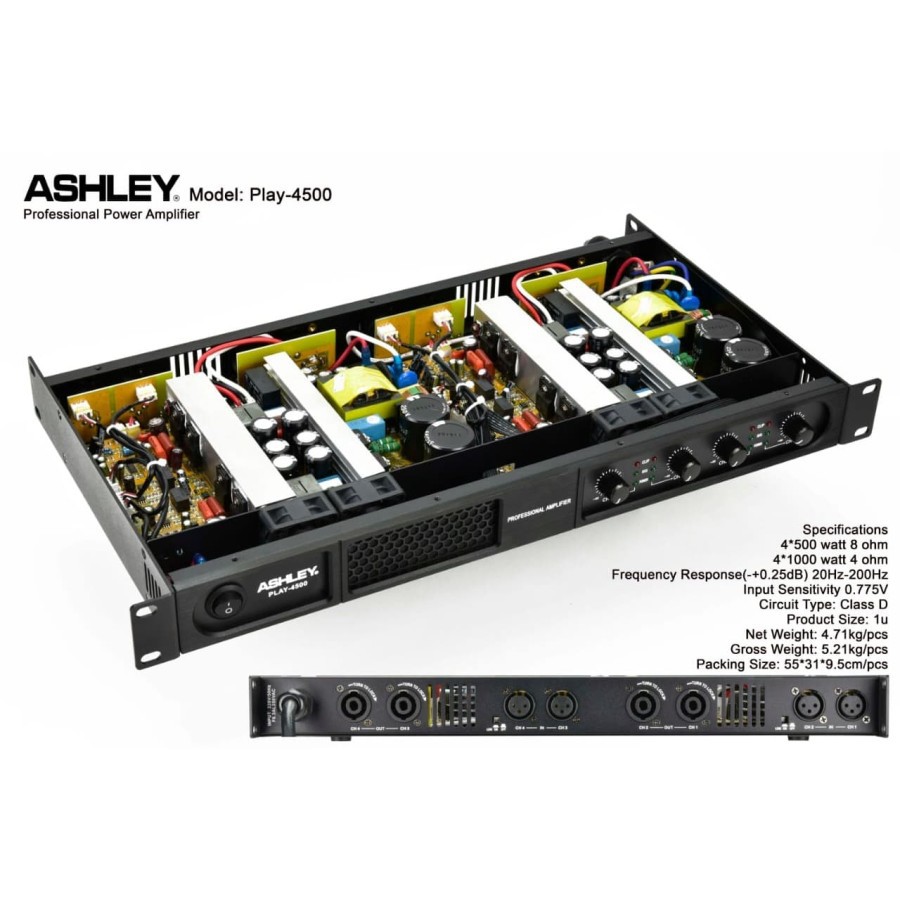 Jual TERBAIK Power 4 channel Amplifier Ashley Play 4500 Ampli 4Ch x 500 watt | Shopee Indonesia