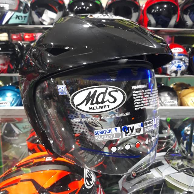 Jual Helm MDS Protector Solid Black Gloss | Shopee Indonesia