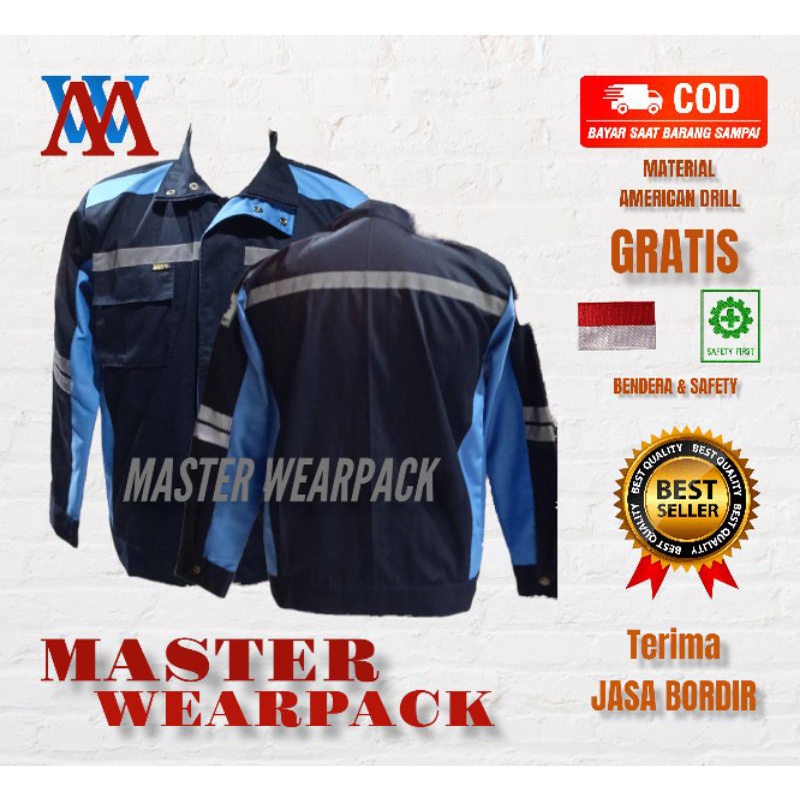 Jual Wearpack Atasan Model Semi Jacket warna BIRU DONGKER-TOSCA ...