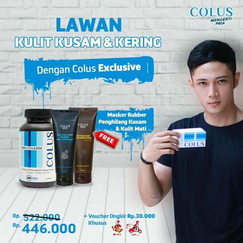 Jual Colus men collagen + Coluss Jejuu Poree Srucb & Jeju Rubeer Mask ...