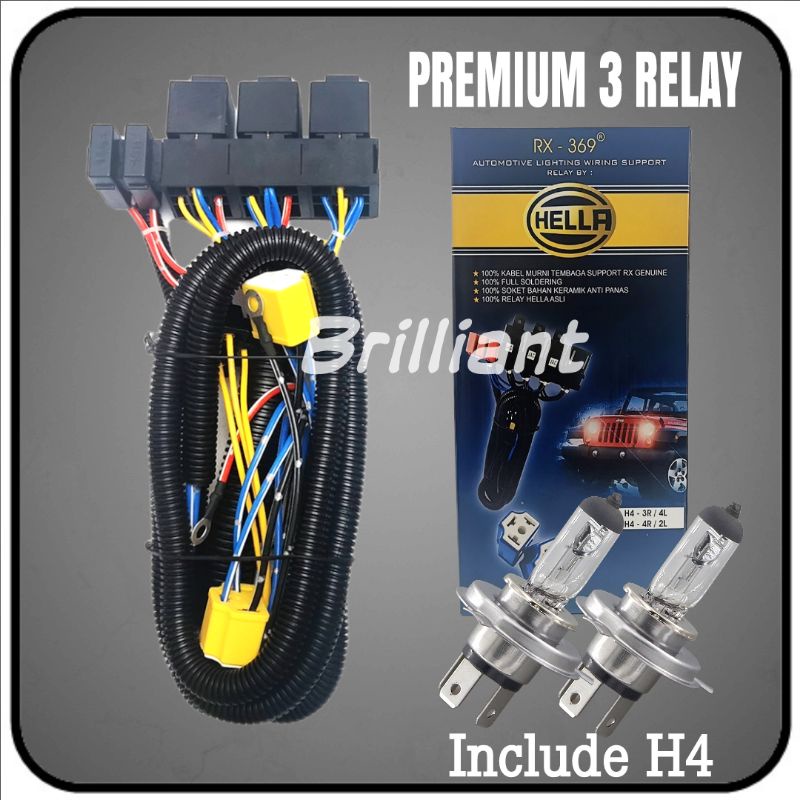 Jual Kabel Set Relay Lampu - 3 Relay 2 Lampu for H4 - Paket Plus 2pc H4 ...