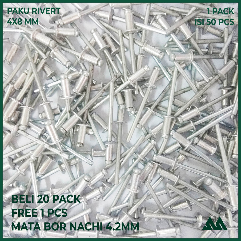 Jual Paku Rivet Ukuran 4x8 mm / 50 Pcs / SIP Brand | Shopee Indonesia