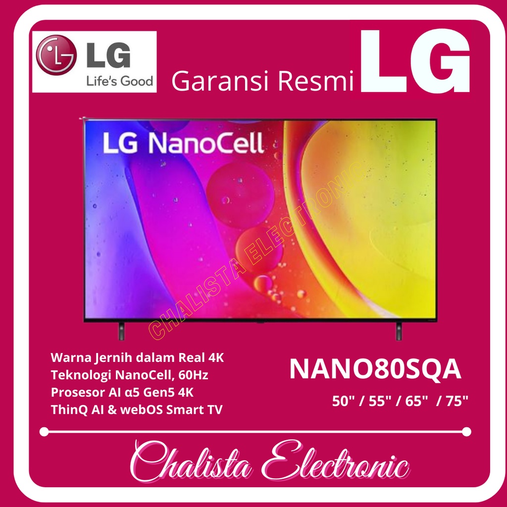 Jual LG LED TV 75 inchi 75NANO80 UHD Smart TV 75NANO80SQA Nano Cell 75NANO | Shopee Indonesia