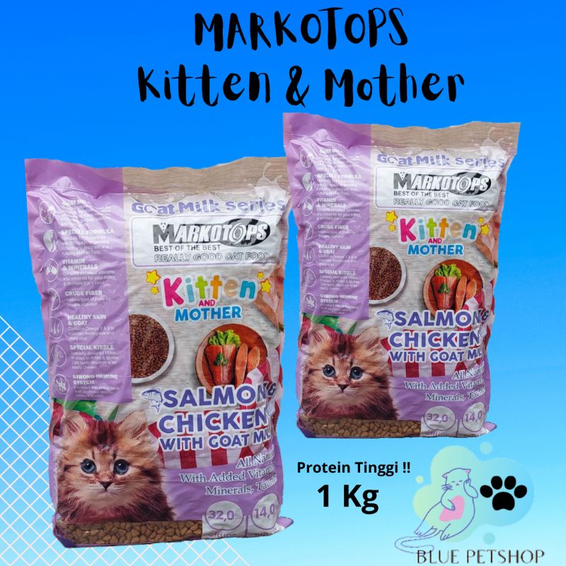 Jual MARKOTOPS Makanan Kucing Dryfood Kitten and Mother 1kg | Shopee ...