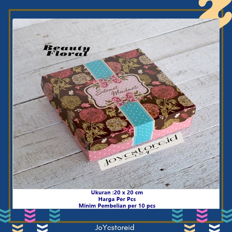 Jual Dus Nasi R10k Beauty FLORAL Kotak Nasi 20x20 Box Nasi// Box Kue / Box Jajan / Snack Box ...