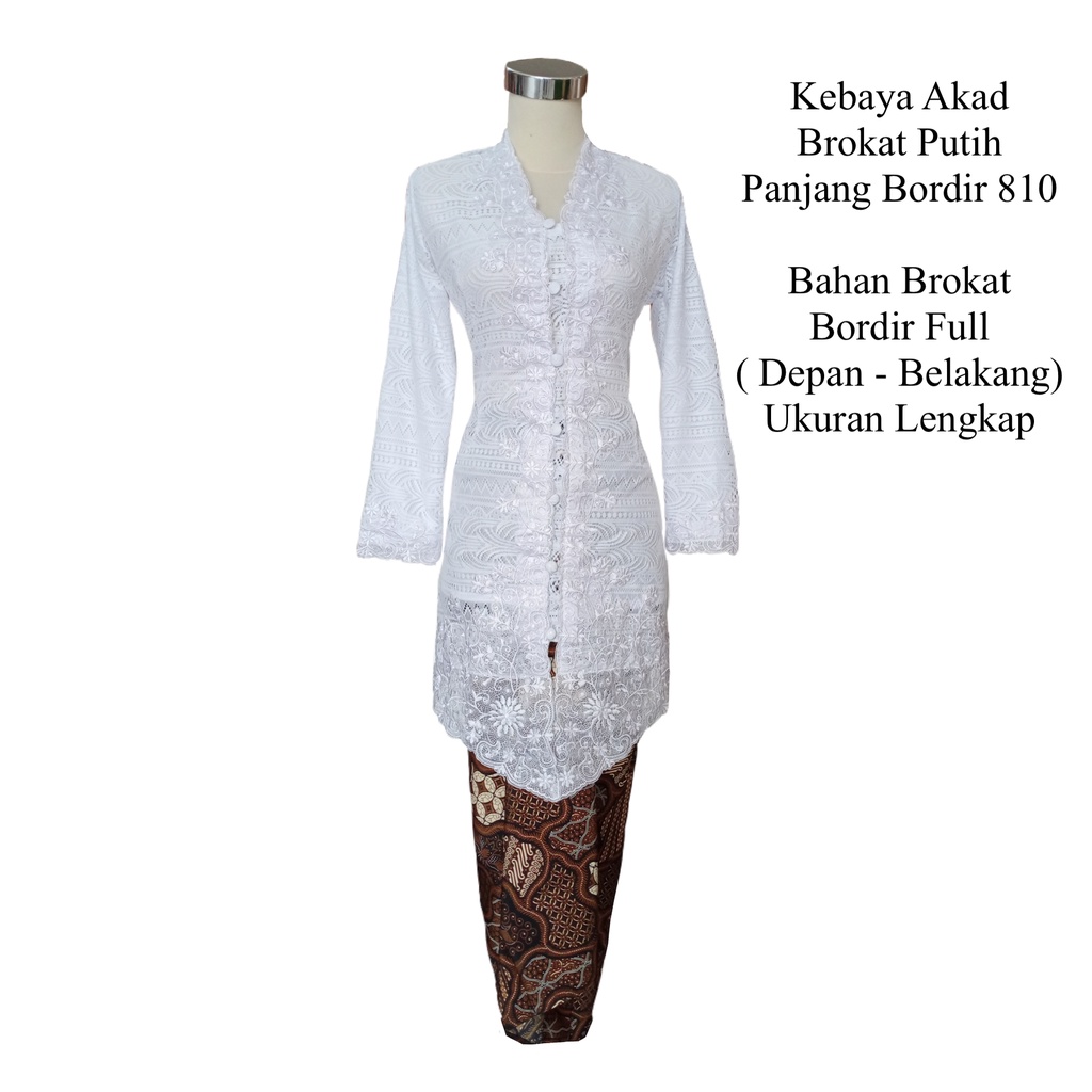 Jual Kebaya Akad Brokat Furing Putih Panjang Bordir 810 | Shopee Indonesia