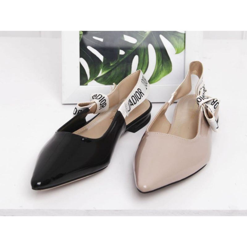 Jual Sepatu D Jadior Slingback Flat Patent HITAM Seprem 5108 | Shopee ...