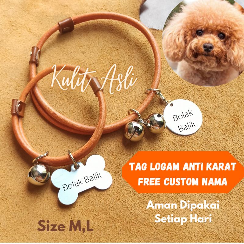 Jual KALUNG ANJING TAG LOGAM CUSTOM NAMA DUA SISI KULIT ASLI by iPet ...