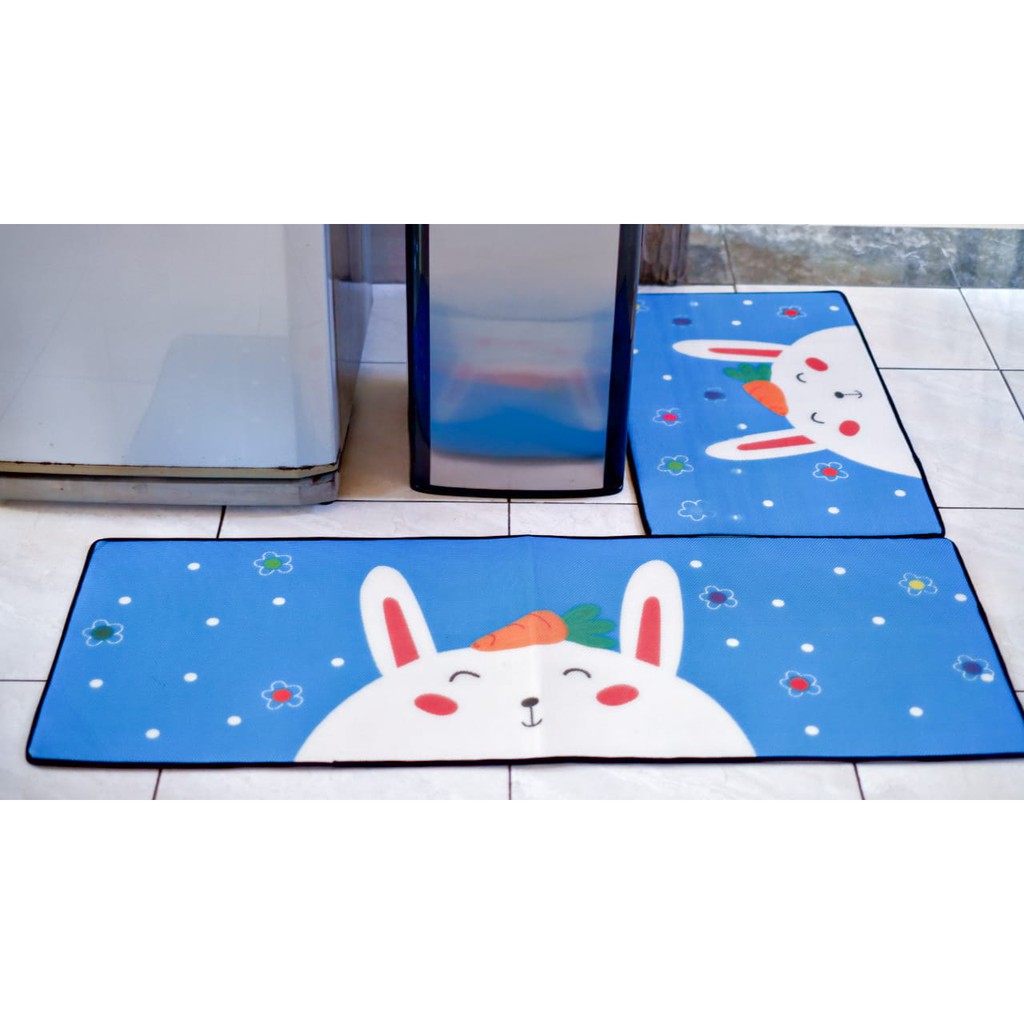 Jual 1 SET DPT 2 PCS - KESET DAPUR PRINTING MODERN BAHAN MESH POLYESTER ...