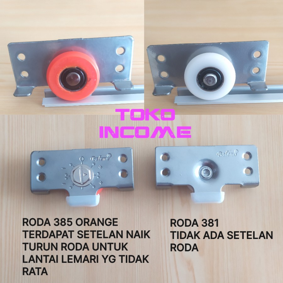 Jual Roda 385 Orange Pintu Lemari Geser / Sliding Pasangan Rel C-058 | Shopee Indonesia