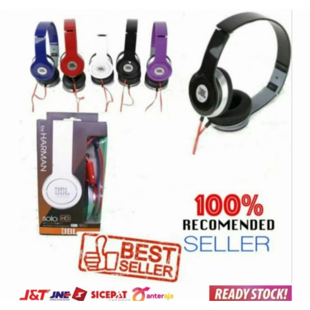 Jual Handsfree Headset Headphone Bando JBL Solo HD Extra Bass With Mic ...