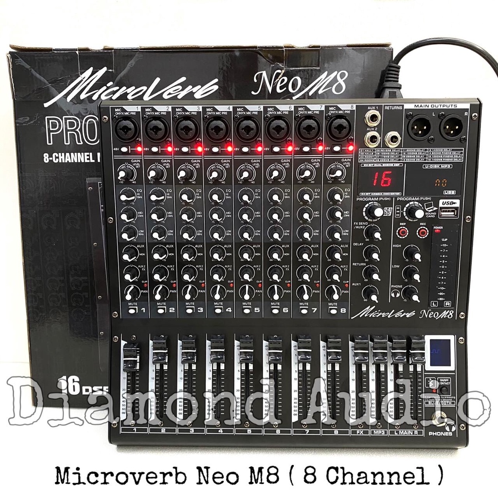 Jual Mixer Audio Microverb Neo M8 Original Usb Bluetooth Soundcard To Pc Mixing M 8 Channel ...