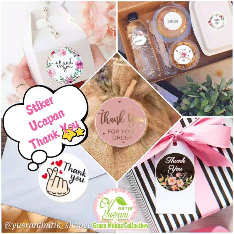 Jual Thank You Sticker Stiker Label Terima Kasih/ Label Kemasan Paket ...