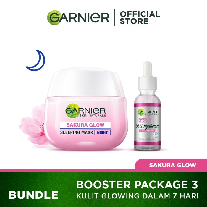 Jual Garnier Sakura Glow Booster Serum 30ml + Sakura Glow Night Cream ...