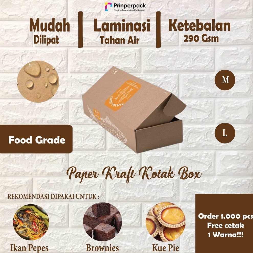 Jual Paper Kotak Box /kotak kue.box brownies / foodpail / dus kue kotak ...