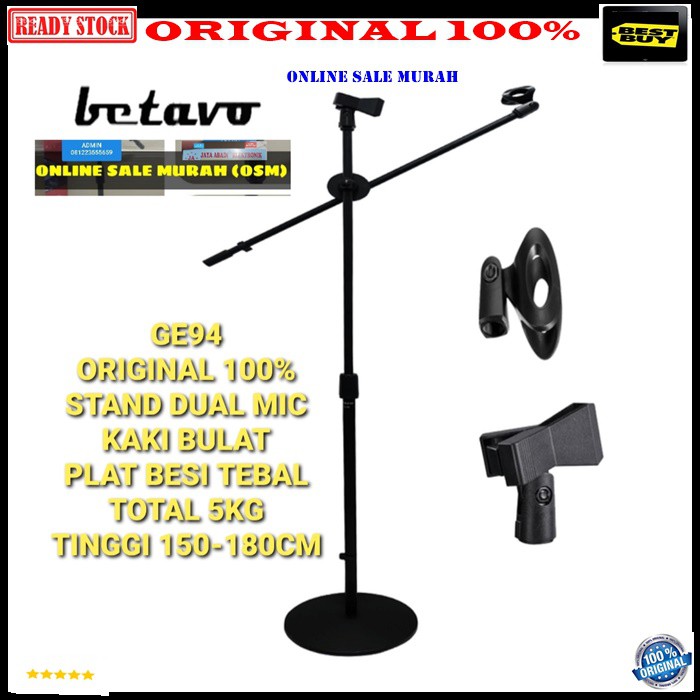 Jual G94 Original 100% stand mic tiang mik kaki bulat plat besi tripod ...