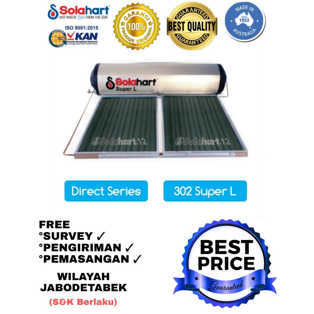 Jual Solahart Solar Water Heater 302 SL / Mesin Pemanas Air Solahart ...