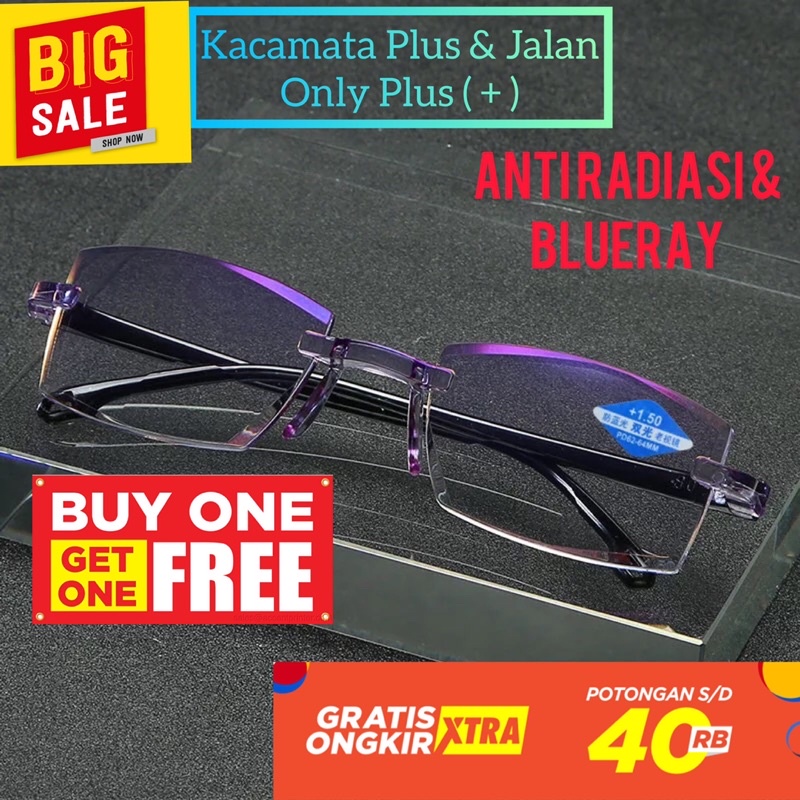 Jual Beli 1 Gratis 1 KACAMATA PLUS BACA DAN JALAN LENSA DOUBEL KRYPTOK ...