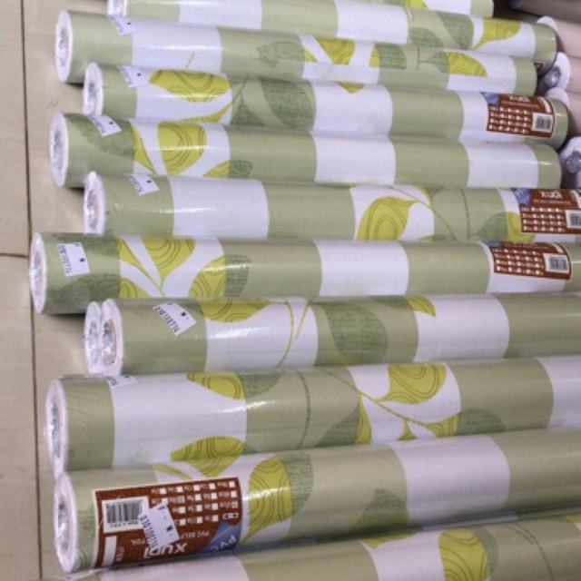 Jual F030LS wallpaper sticker ku - bunga garis hijau daun wallpaper dinding | Shopee Indonesia