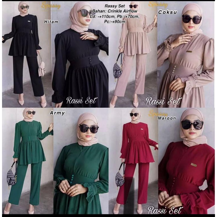 Jual RASSI Set Crinkle Airflow LD 110 Cm - Setelan Polos Rassi - One set Rassi - Setcel Polos ...