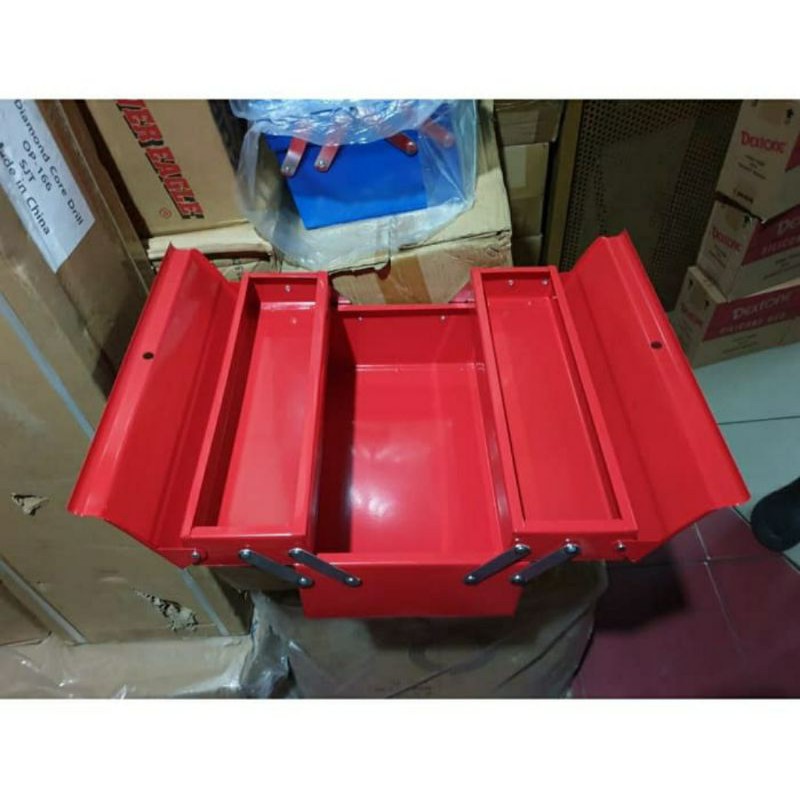 Jual Tool box 2 susun OPT Warna Merah Toolbox plat Tempat penyimpanan ...