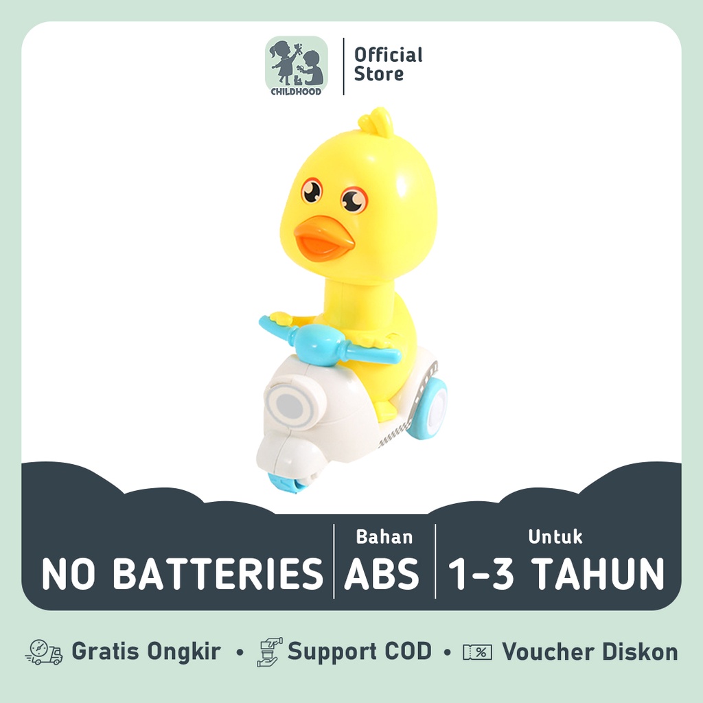 Jual Mainan Bebek Motor Bebek Kuning Meluncur dengan Ditekan CHILDHOOD ...