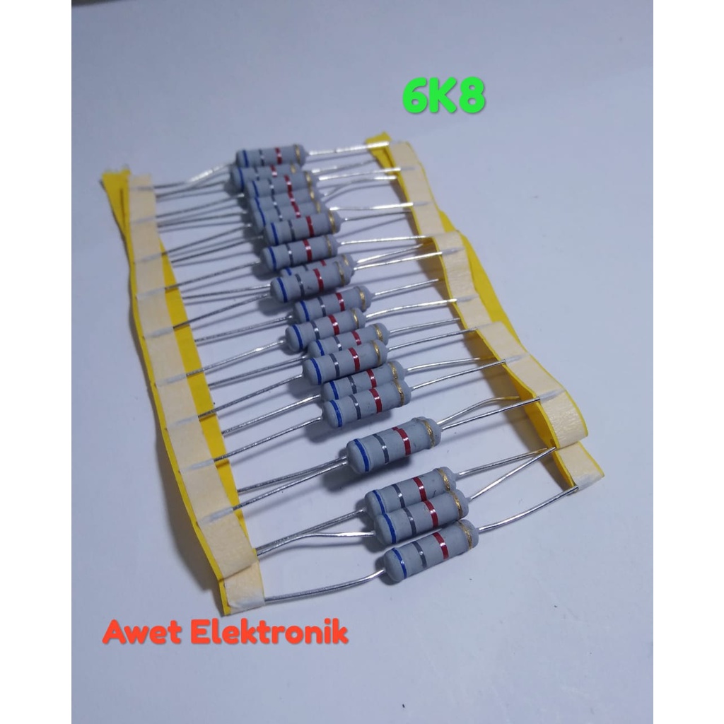 Jual resistor 6k8 ohm 2 watt resistor 6k8 2w resistor 6K8 2W | Shopee ...