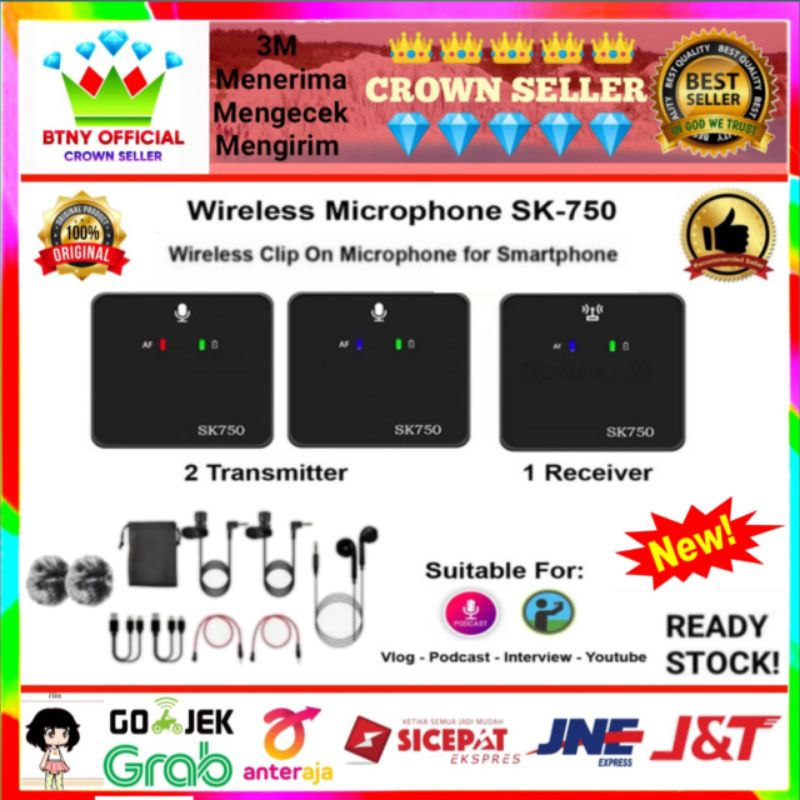 Jual Microphone SK750 Clip On Wireless For Camera HP Uniqcam Mic SK 750 ori | Shopee Indonesia