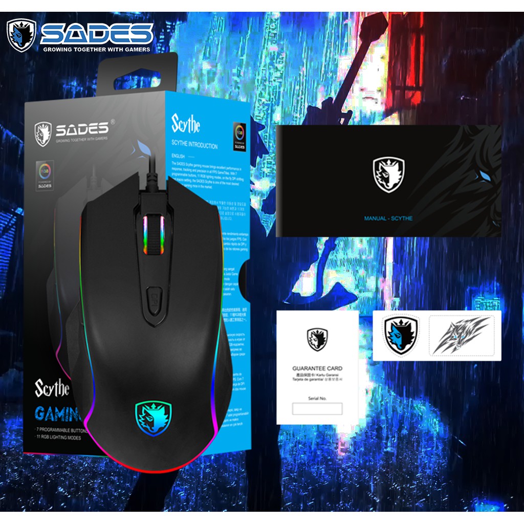 Jual Mouse Gaming Sades Scythe Pixart A3050, 250- 4000DPI, RGB LIGHT ...