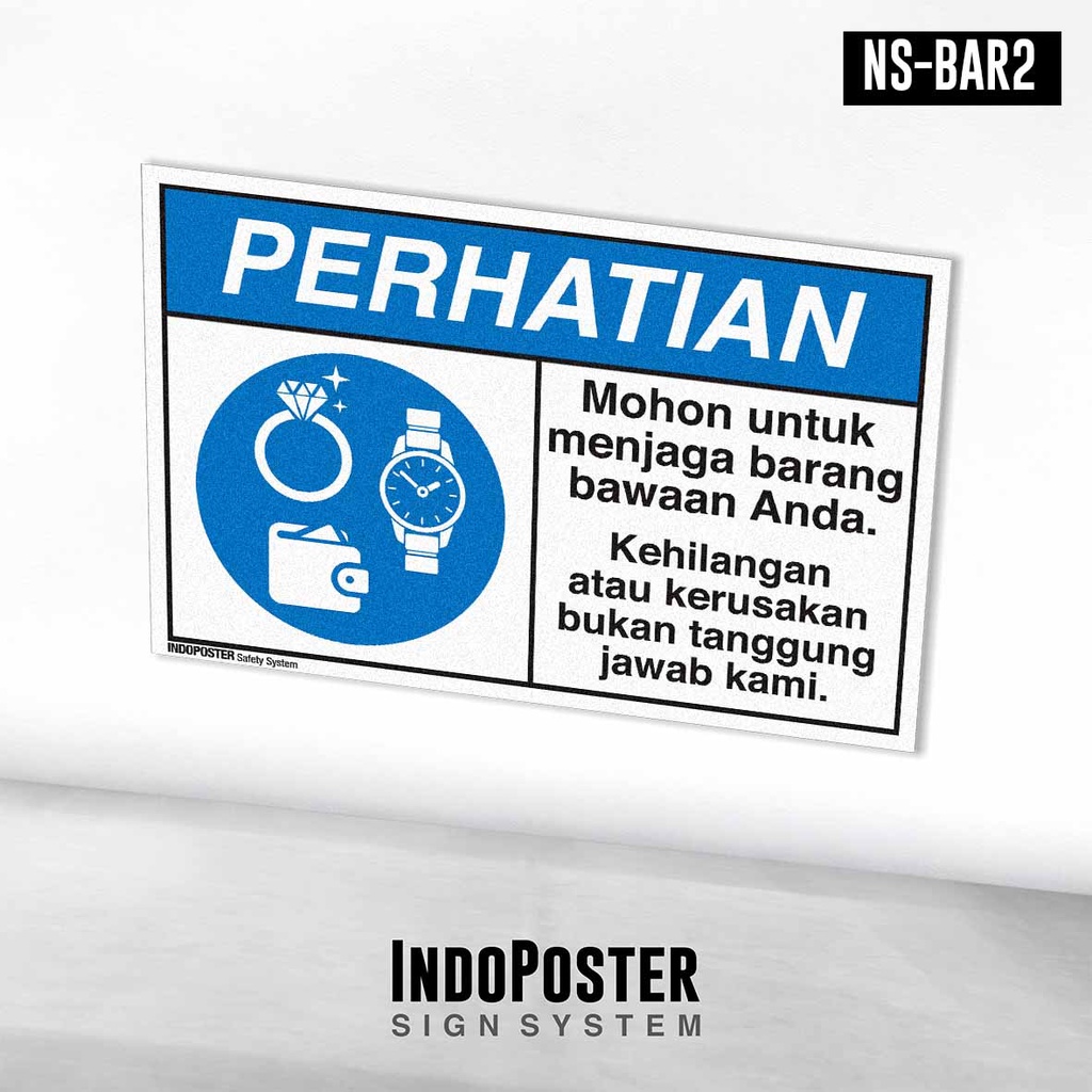 Jual Stiker Safety Sign Rambu K3 ANSI Jaga Barang Bawaan Anda ...