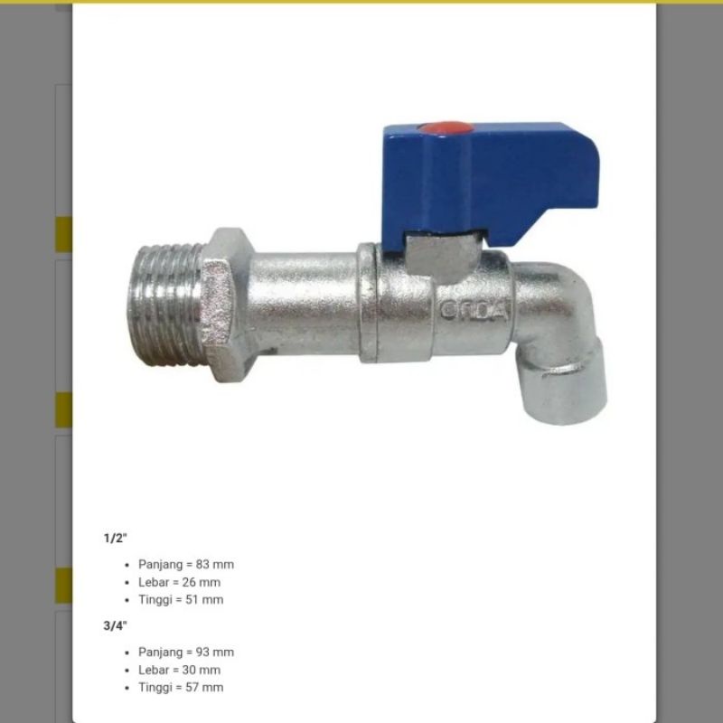 Jual KRAN MERK ONDA 1/2in ORIGINAl 100persen | Shopee Indonesia