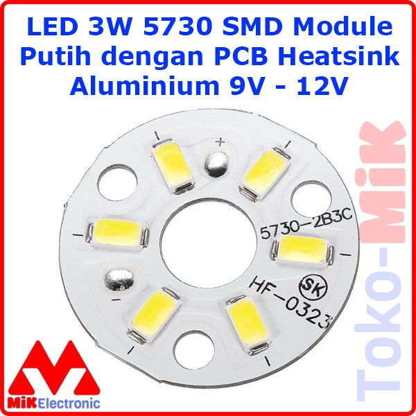 Jual LED 3W 5W 7W 9W 12W 5730 SMD Module 3 5 7 9 12 WATT W Putih PCB Heatsink Aluminium 9V - 12V ...