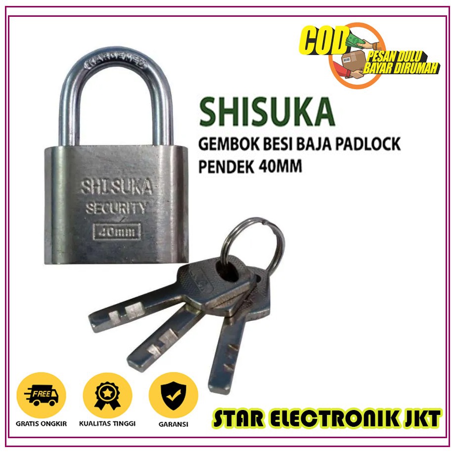 Jual PROMO!!! Gembok Besi Baja SHISUKA Pendek 40mm | Shopee Indonesia