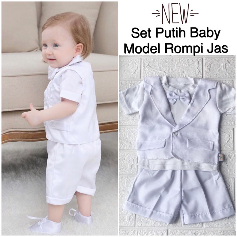 Jual SETELAN PUTIH MODEL ROMPI BABY LAKI LAKI NEWBORN COCOK UNTUK ...