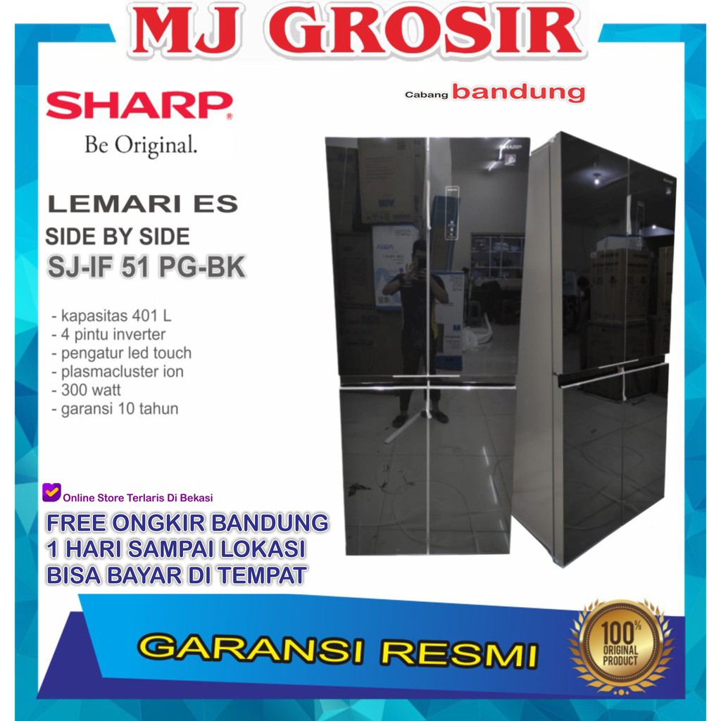 Jual KULKAS SHARP SJ-IF51PG-BK LEMARI ES 4 PINTU SIDE BY SIDE SJ IF 51 ...