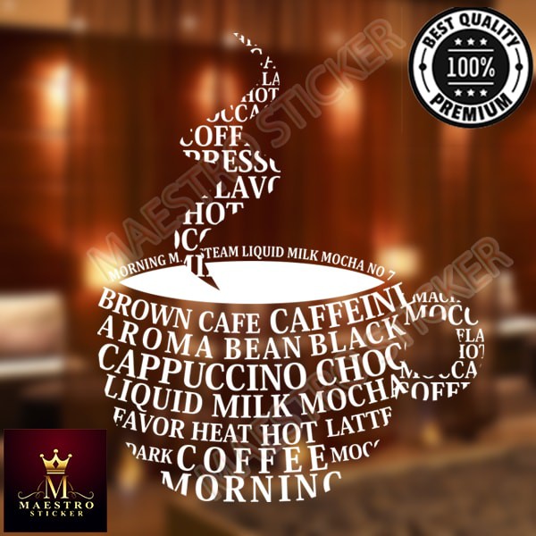 Jual Stiker Gelas Kopi Coffee Toko Cafe Kaca Dinding Jendela Sticker ...
