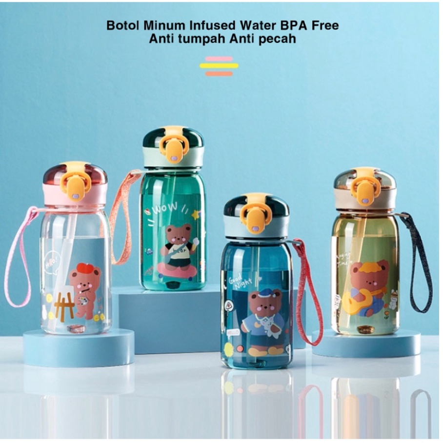 Jual Botol Minum Motif Karakter Lucu Anak Anti Pecah Anti Tumpah 400 ML BPA FREE Import ...