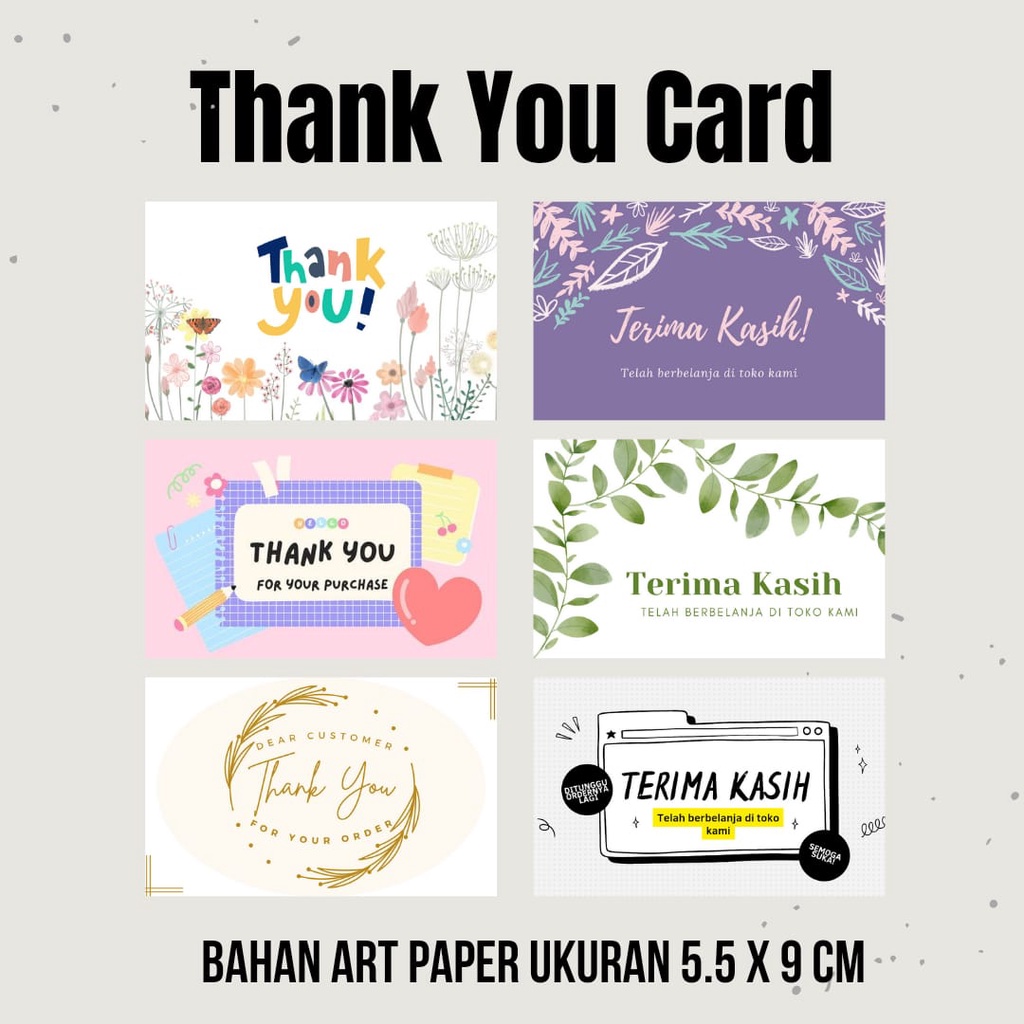 Jual Kartu Ucapan Terima Kasih Online Shop Thank You Card Thx Thanks card OlShop | Shopee Indonesia