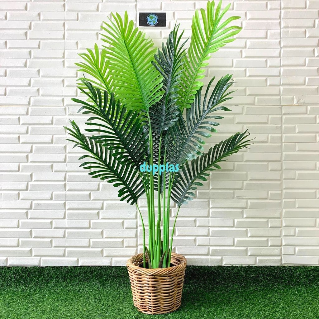 Jual Pohon Hias Daun Palem T130 Latex Artificial Cover Pot Rotan ...