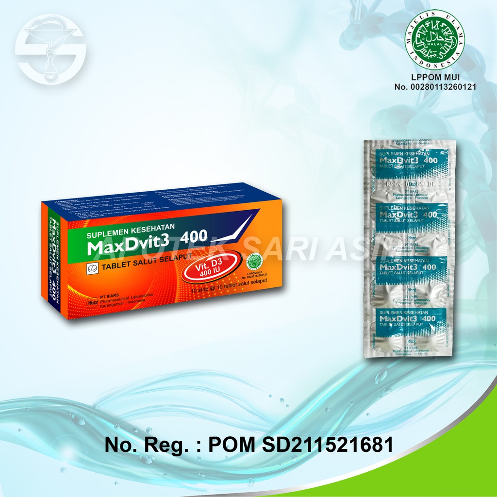 Jual MaxDvit3 400 Tablet Ifars Strip isi 10 Vitamin D3 400 IU kesehatan ...