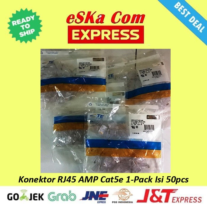 Jual Konektor RJ45 AMP Cat5e 1-Pack Isi 50pcs Connector RJ45 AMP ...