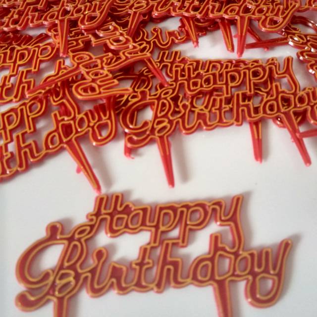 Jual Toper happy birthday topper cake Toper HBD Toper kue warna merah ...