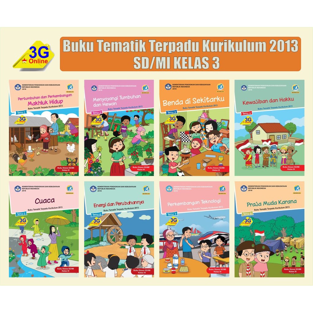 Jual Buku Tematik Terpadu Kurikulum 2013 SD/MI Kelas 3 Tema 1-8 | Shopee Indonesia