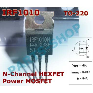Jual IRF1010 N-channel HEXFET Power MOSFET IRF1010N 60V 0.012ohm 84A TO ...