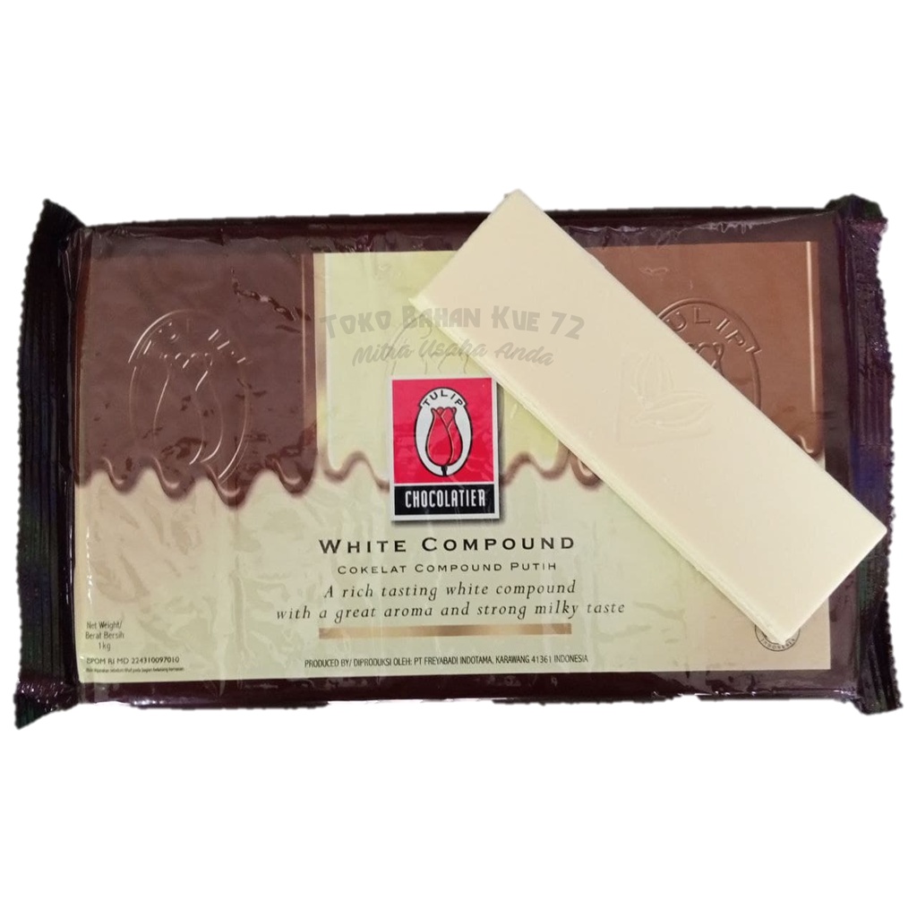 Jual [1batang] Tulip White Chocolate Compound 200gr (dari kemasan 1kg ...