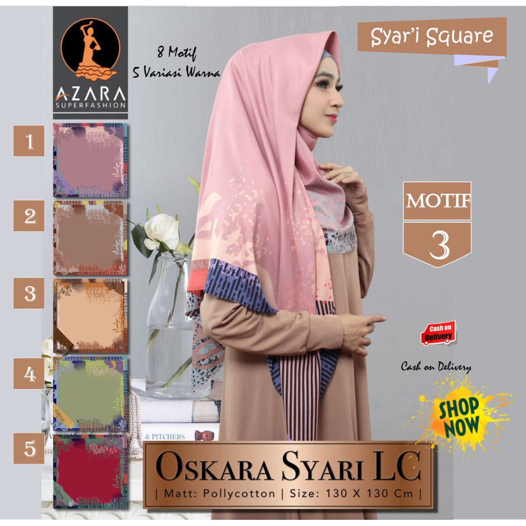 Jual Jilbab Segi Empat Oskara Syari Laser Cut Motif 3 by Azara Scarf ...
